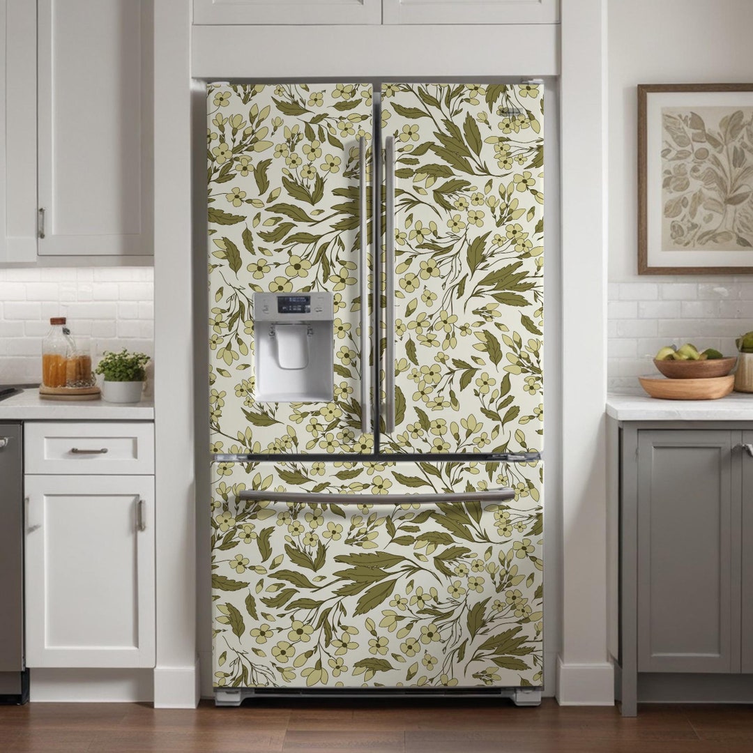 Fridge Removable Decals Botanical Themed. Refrigerator Vinyl Wrap Olive ...