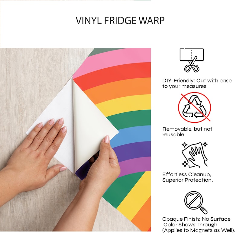 Colorful Rainbow Fridge Wrap. Vinyl Decal for Different Refrigerator ...
