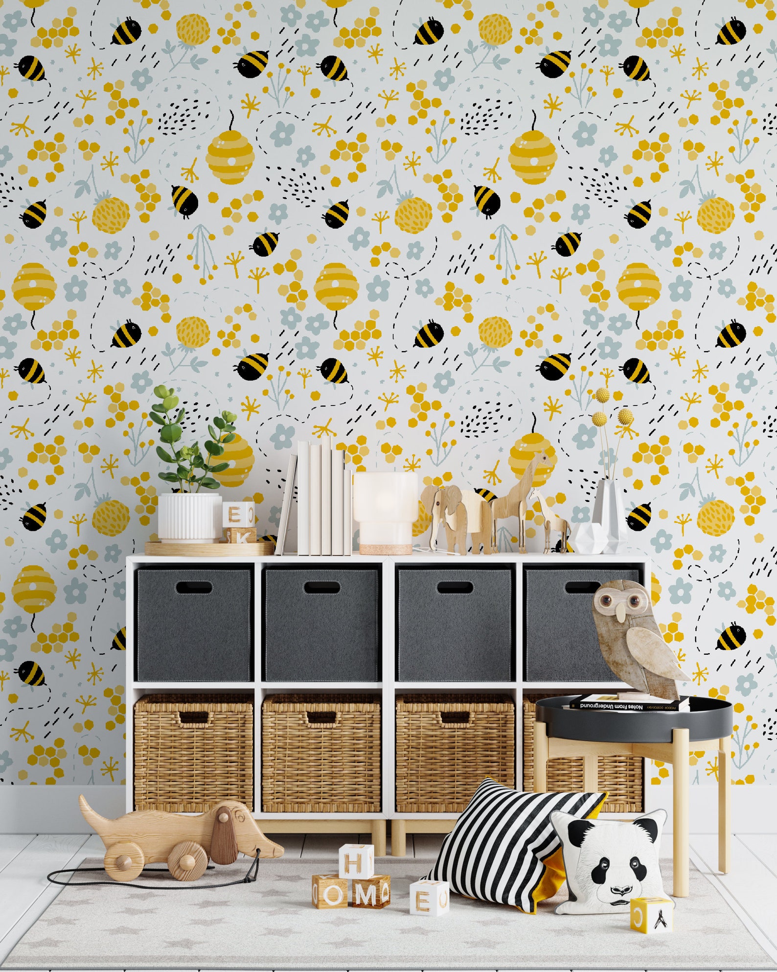 Wallpaper With Honey Bees Bees Murals Peel&stick Wallpapers - Etsy