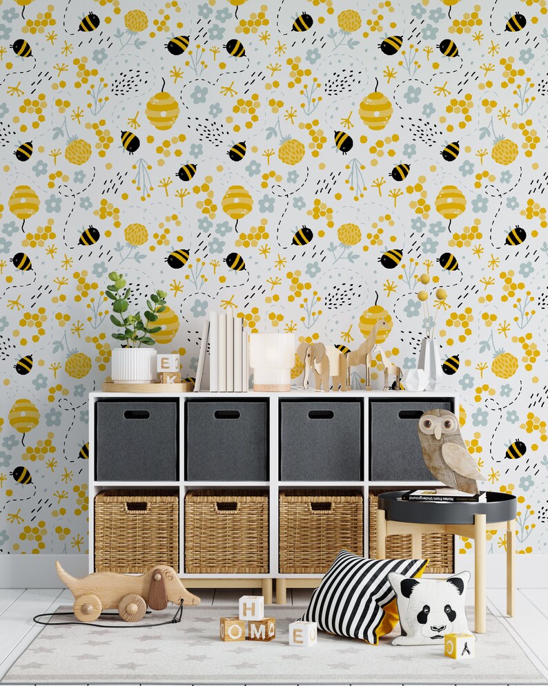 Wallpaper With Honey Bees Bees Murals Peel&stick Wallpapers - Etsy