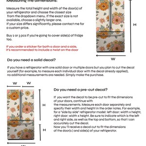 Boho Vinyl Fridge Wrap With Flowers for Bohemian Floral Kitchen Decor ...