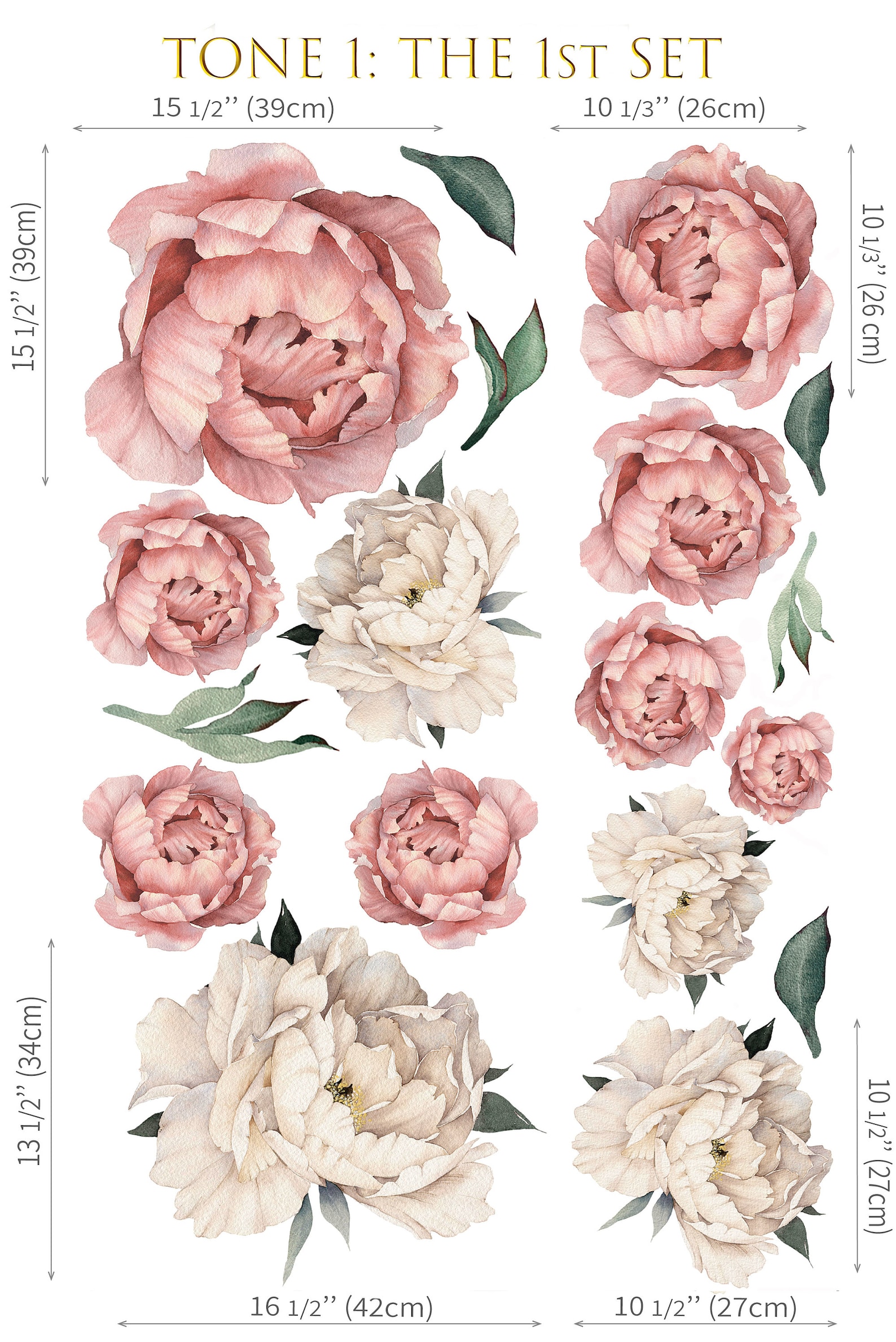 Floral Wall Decal Large Flower Wall Decal Peony Wall Decals | Etsy