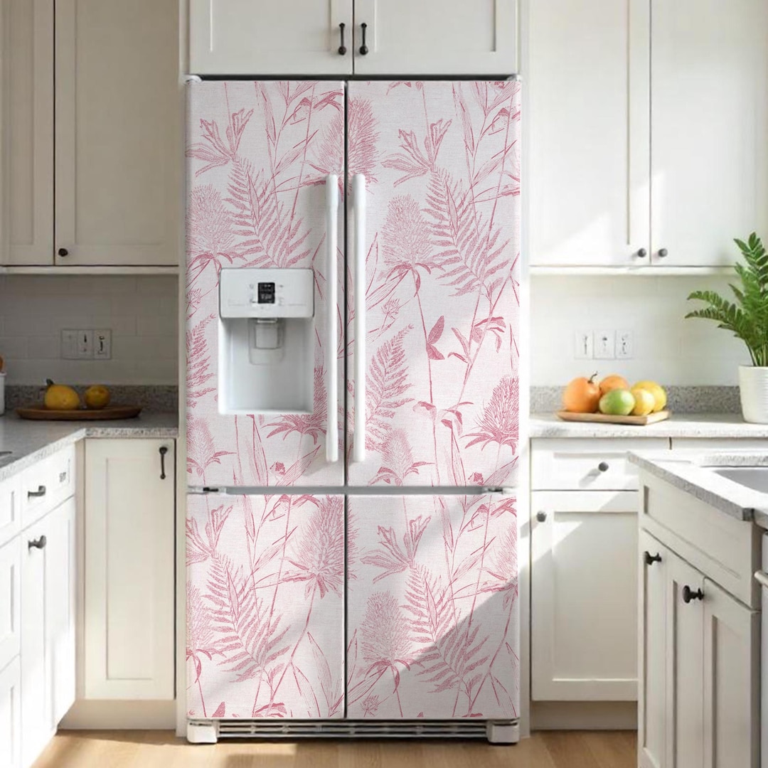 Fridge Wrap. Botanical Fridge Decal. Vinyl Cover for Refrigerator ...