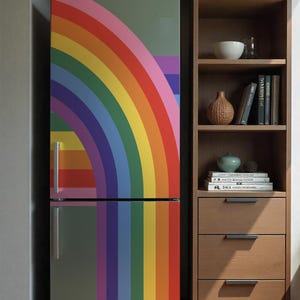 Colorful Rainbow Fridge Wrap. Vinyl Decal for Different Refrigerator ...