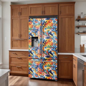 Modern Vinyl Fridge Wrap: Removable Refrigerator Cover, Peel & Stick - Etsy