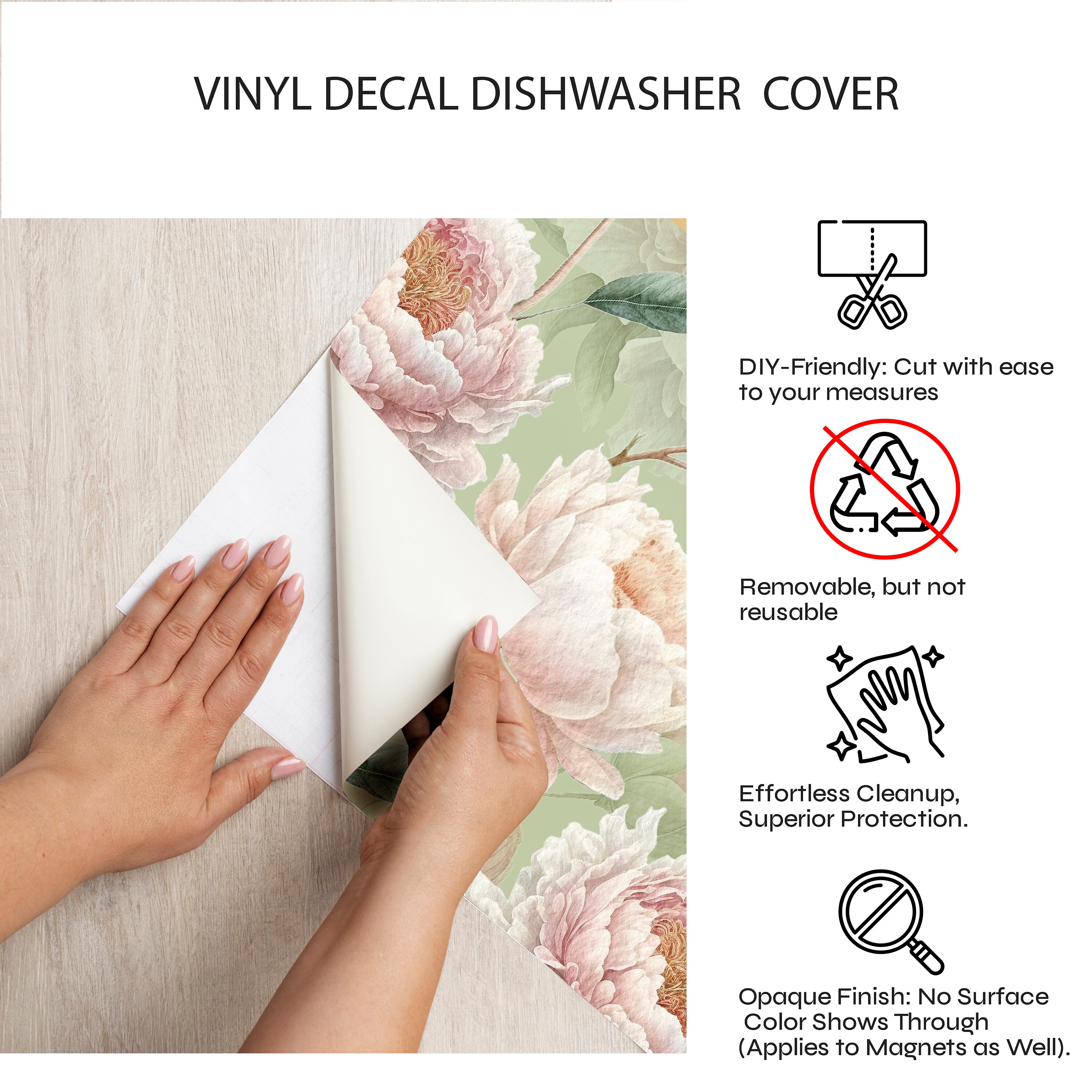 Dishwasher Cover Soft Peonies. Dishwasher Magnet Cover Vintage Floral ...
