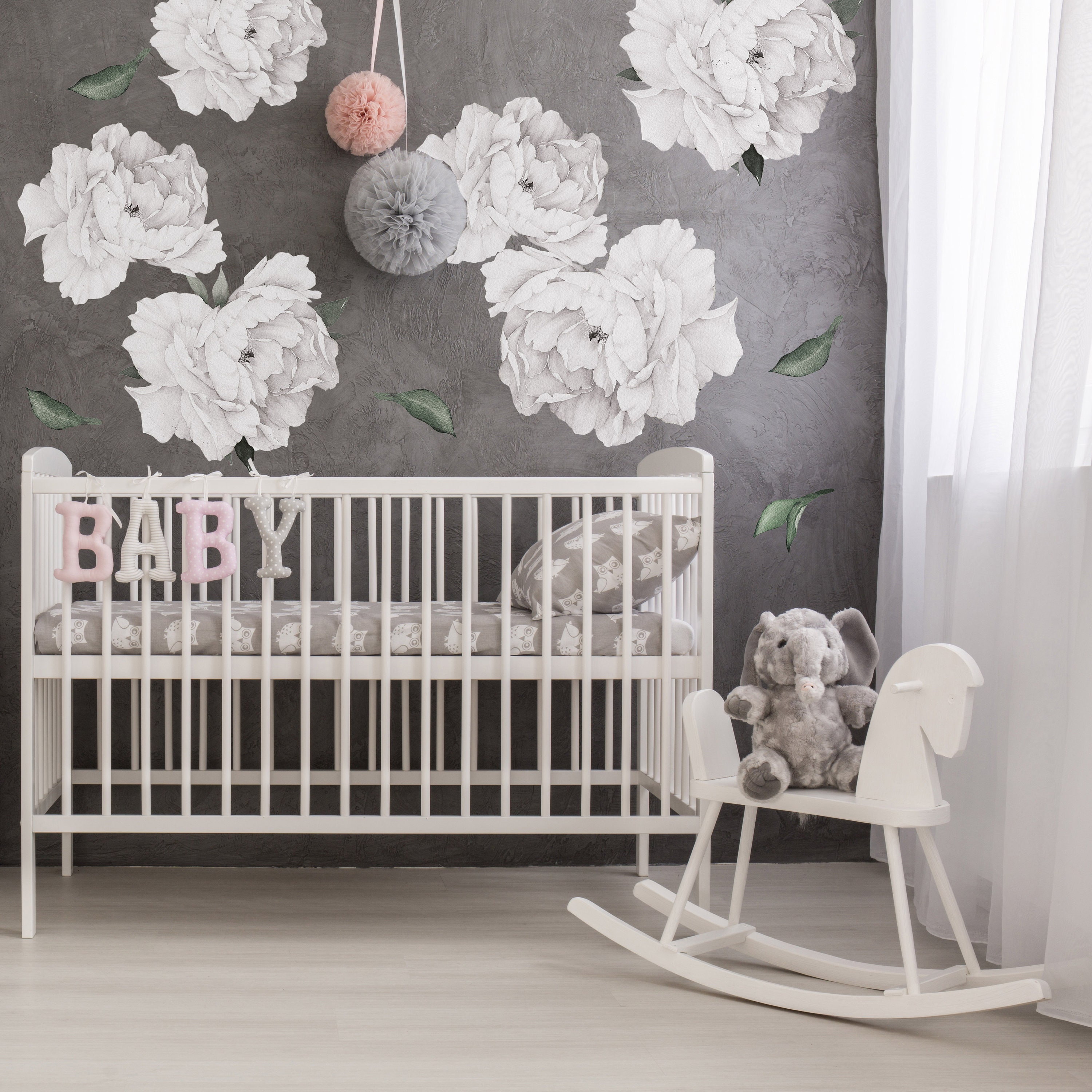 2 Kinds of White: Cool or Warm Floral Wall Decals, White Flower Wall ...