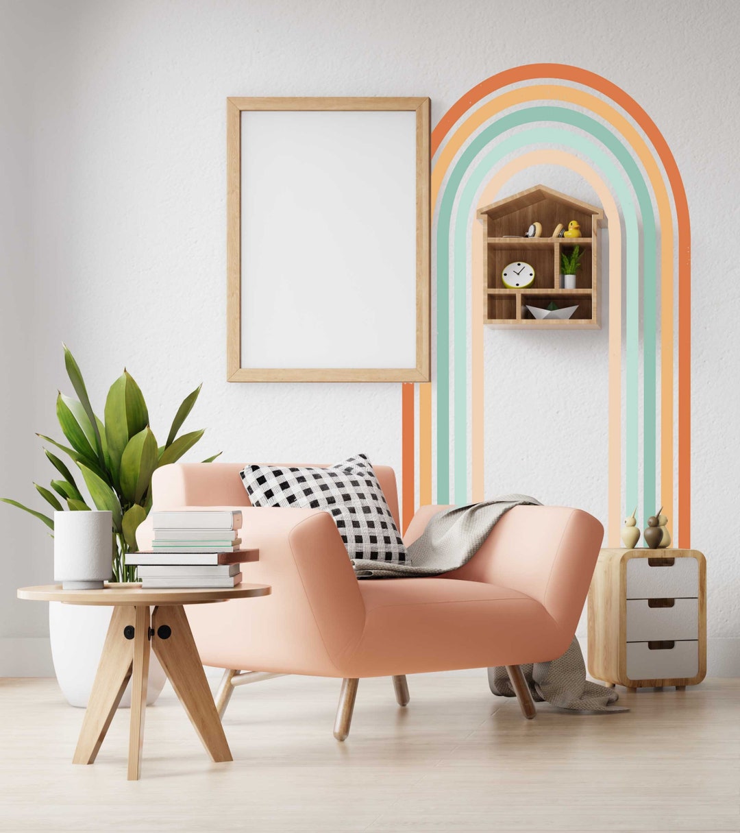 Arch Decal, Rainbow Wall Decal Boho, Large Wall Decal Bedroom, Polka ...