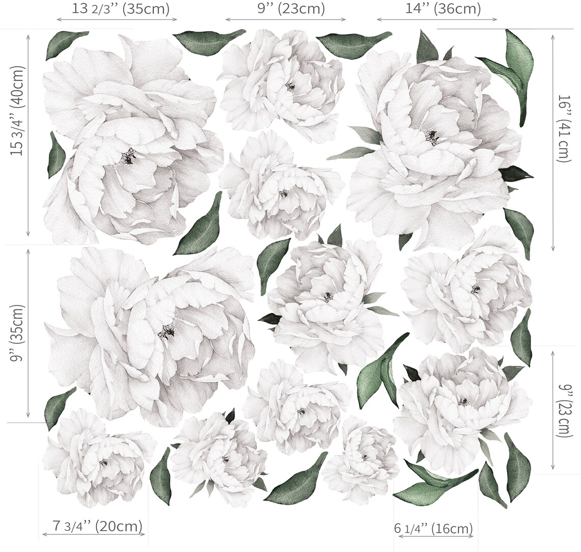 2 Kinds of White: Cool or Warm Floral Wall Decals, White Flower Wall ...