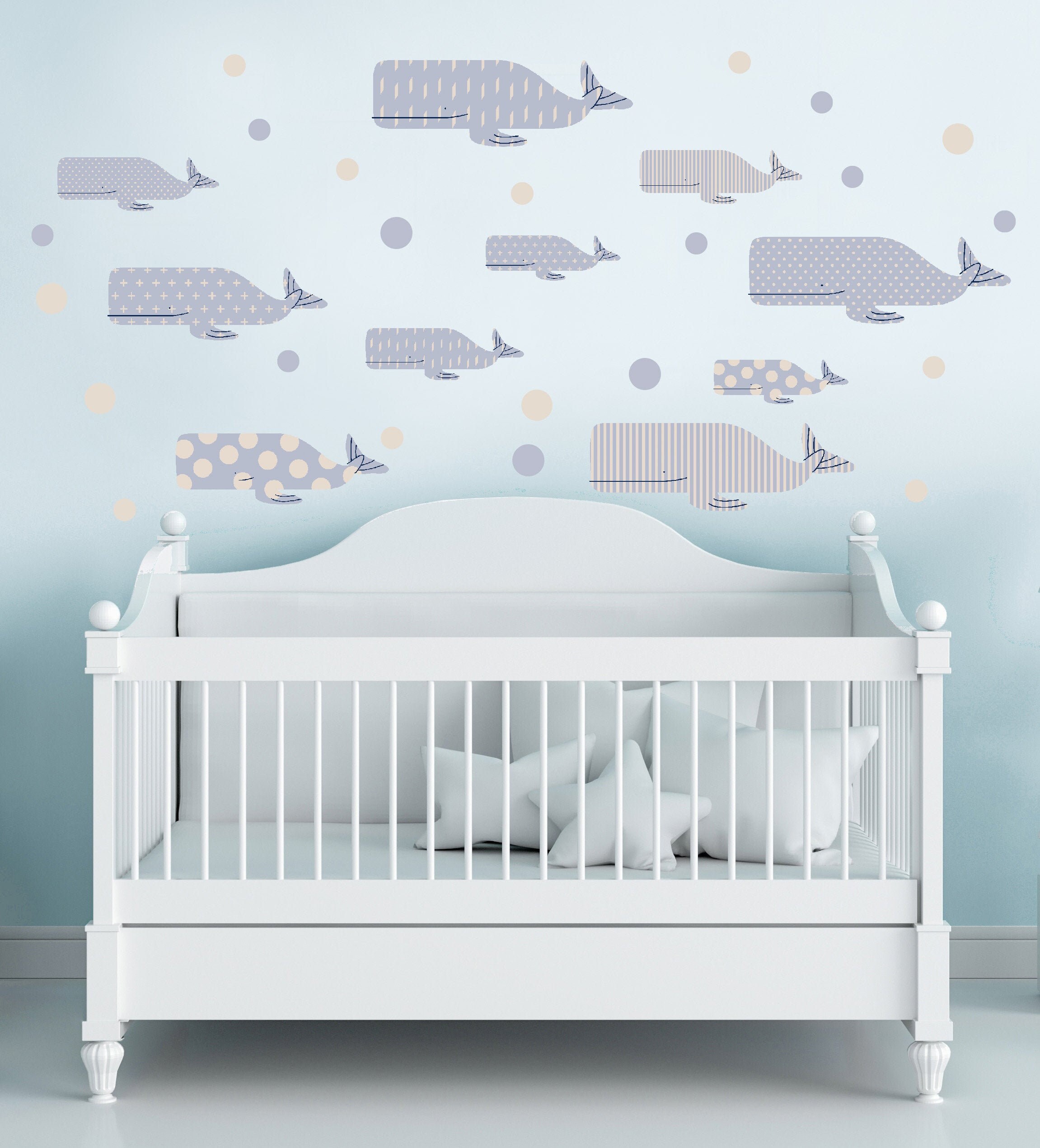 Whale wall decal Geometric pattern whales decals under the | Etsy