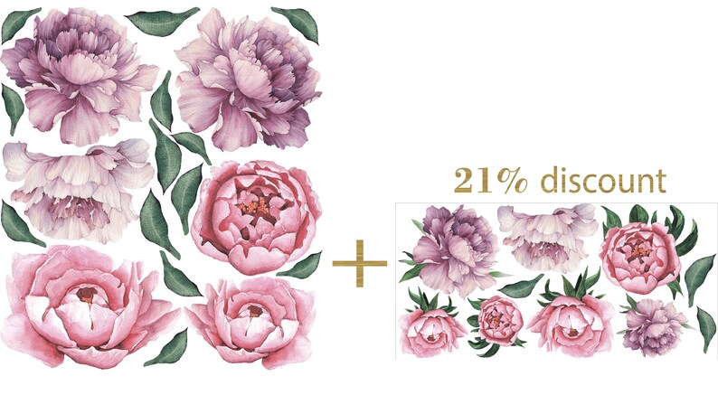 Floral Wall Decals Peony Flowers Wall Decals Peony Floral | Etsy