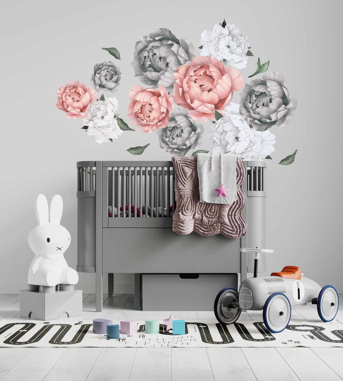 Peonies Wall Decal Large Peony Decal Floral Wall Decal Mix: - Etsy