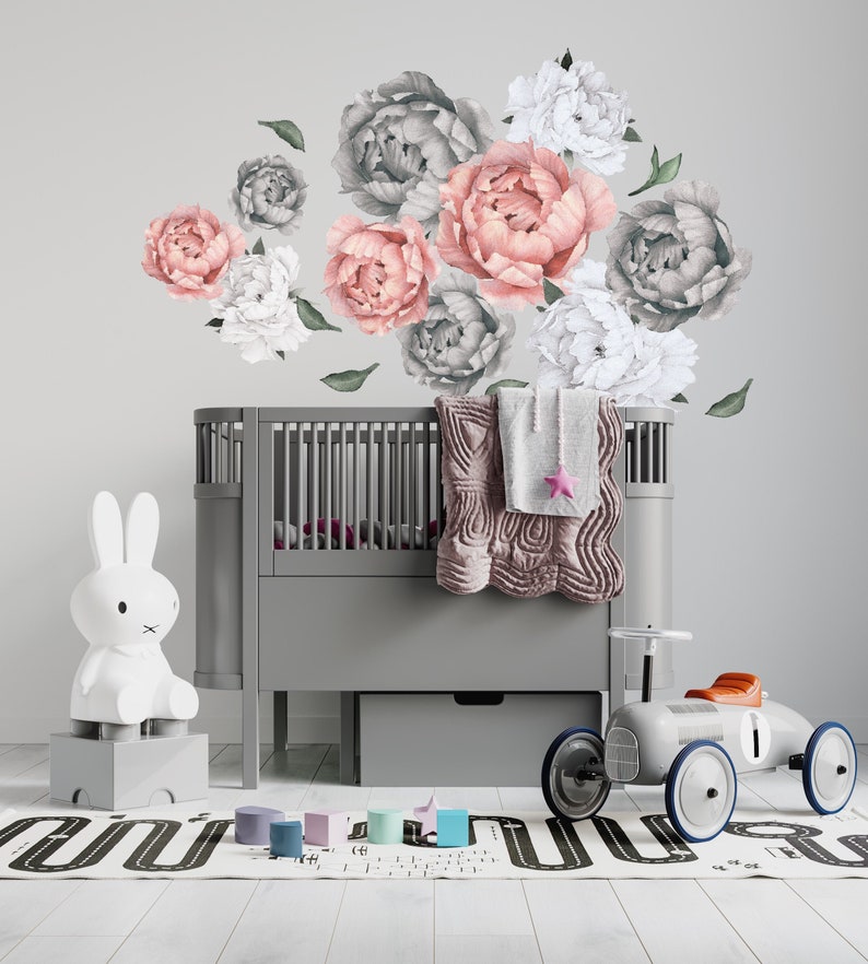 Peonies Wall Decal Large Peony Decal Floral Wall Decal Mix: - Etsy