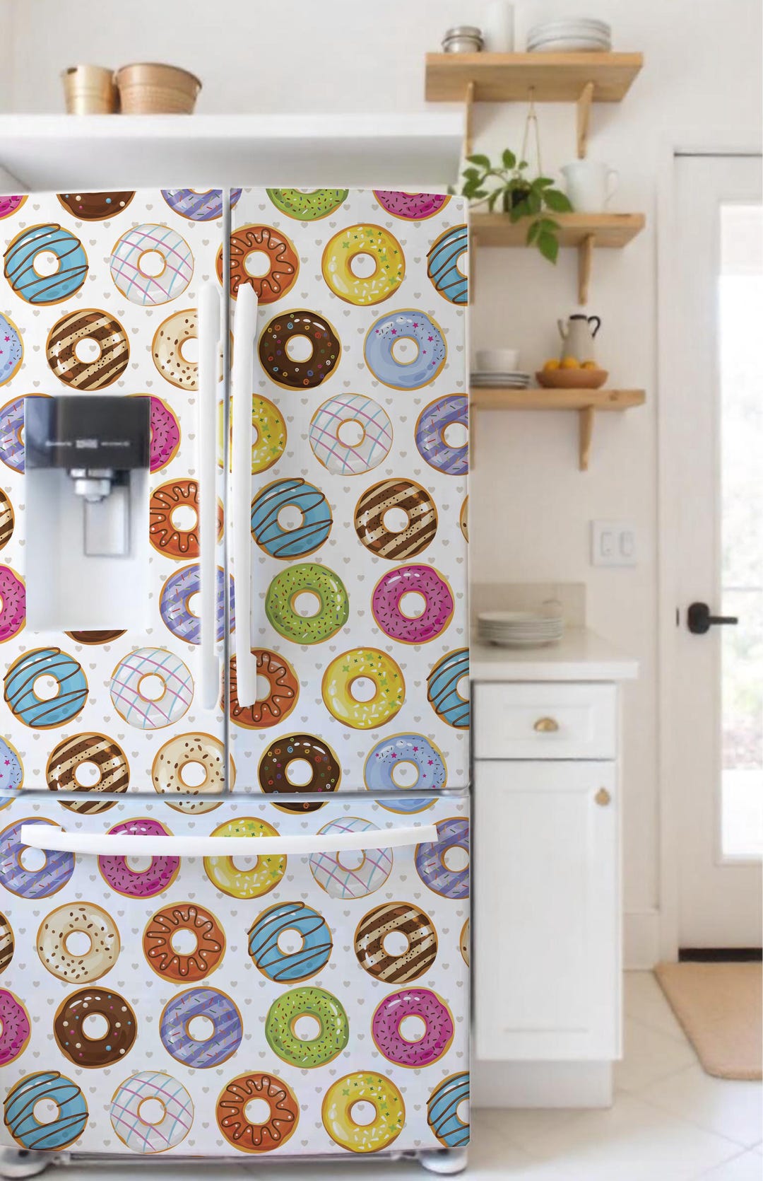 Donut Pattern Refrigerator Wrap – Pastel Kitchen Vinyl Decal - Etsy