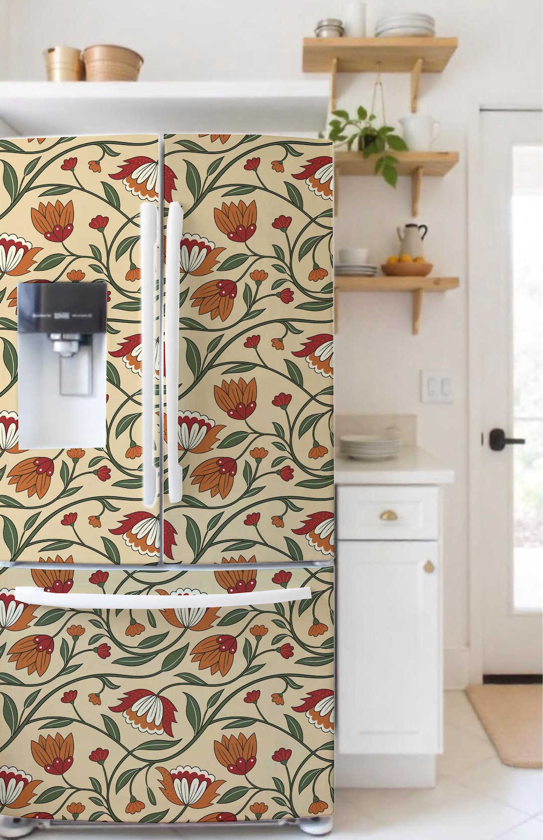 Refrigerator Vinyl Wrap. Removable Fridge Wallpaper for Side-by-side ...