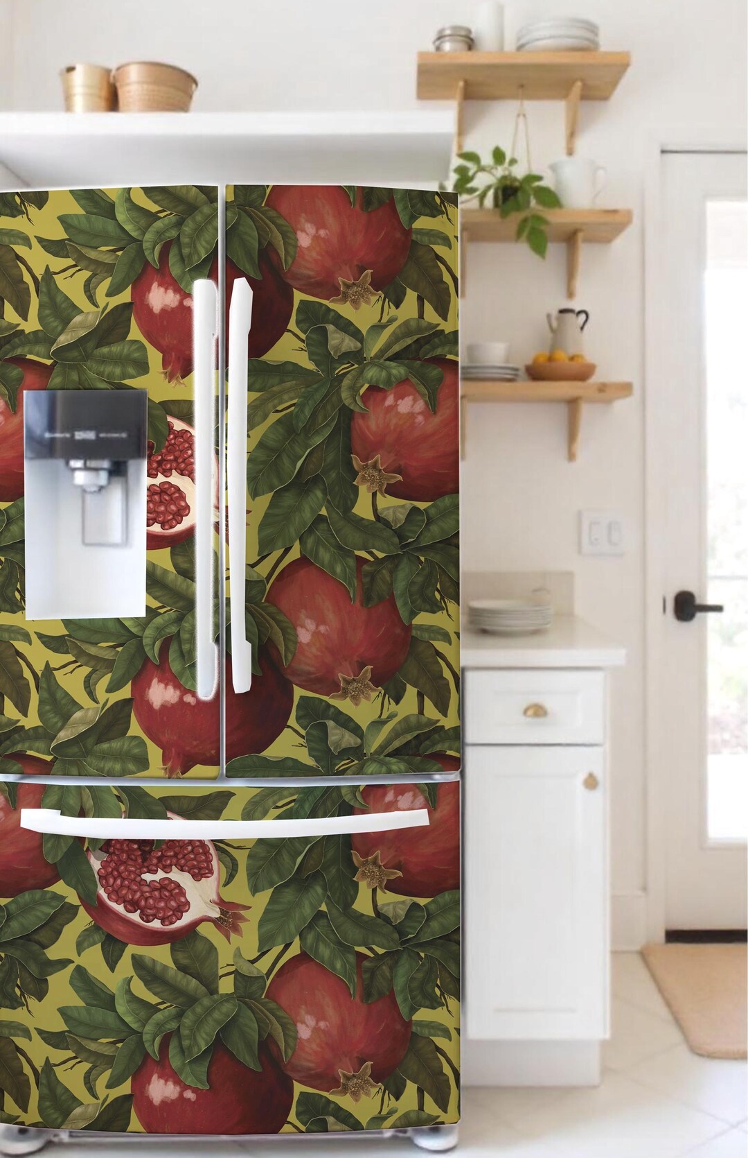 Refrigerator Wrap. Fridge Decal Pomegranate. Removable Peel and Stick ...