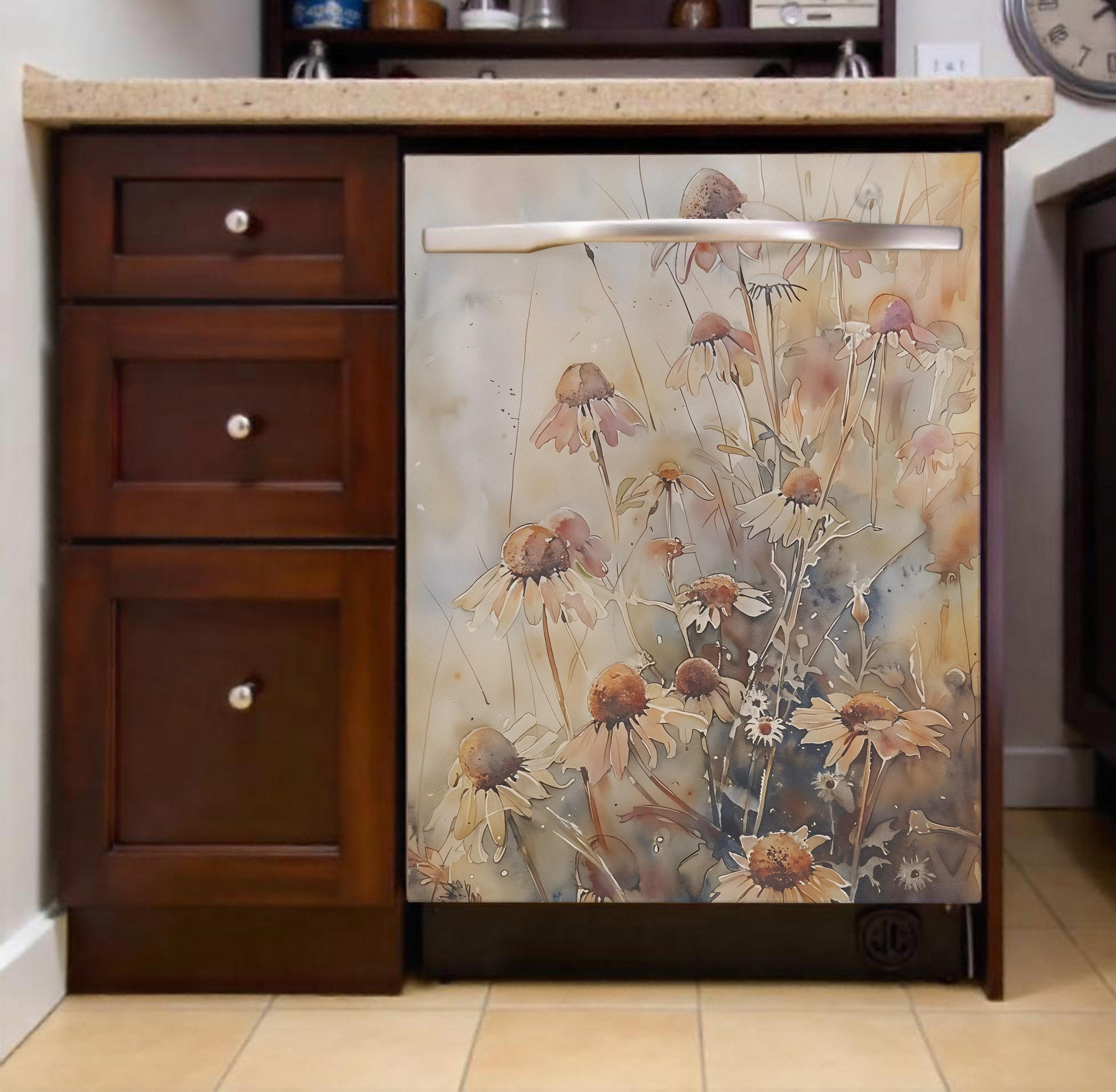 Dishwasher Cover Magnetic or Vinyl Decal. Wildflower Design Kitchen ...