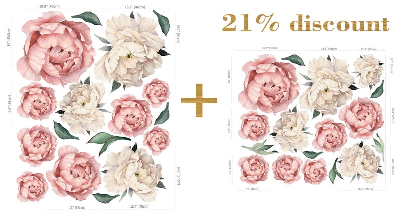 Floral Wall Decals Peony Flowers Wall Decals Peony Floral - Etsy