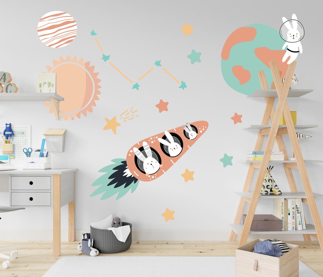 Nursery Wall Decals, Spaceship Rocket Wall Decal, Space Decor, Outer ...