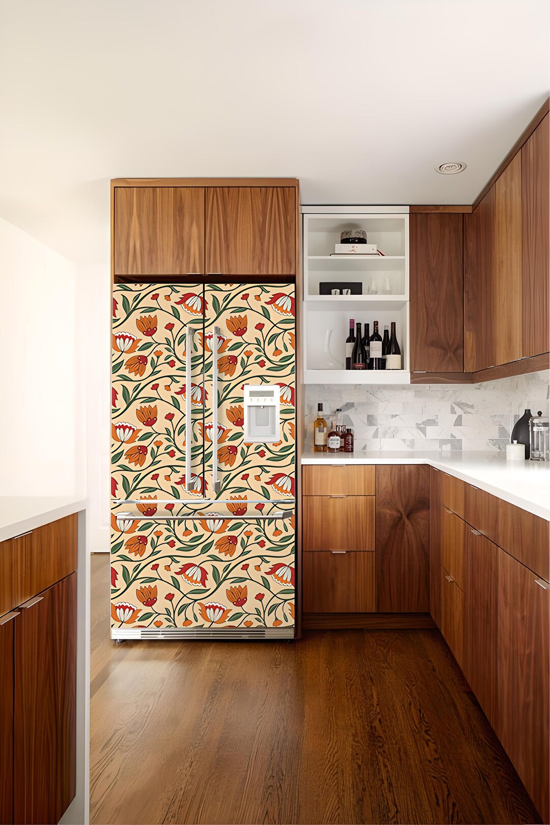 Refrigerator Vinyl Wrap. Removable Fridge Wallpaper for Side-by-side ...