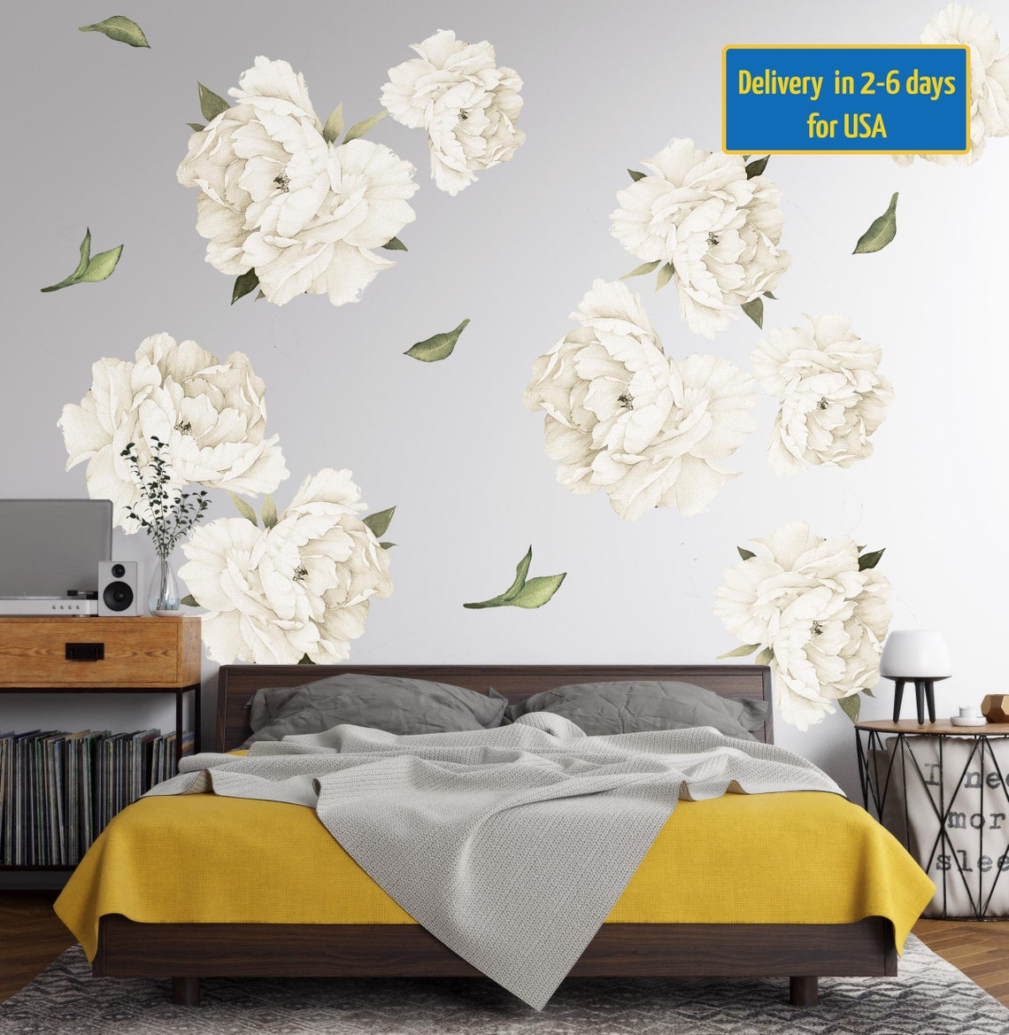 2 Kinds of White: Cool or Warm Floral Wall Decals, White Flower Wall ...