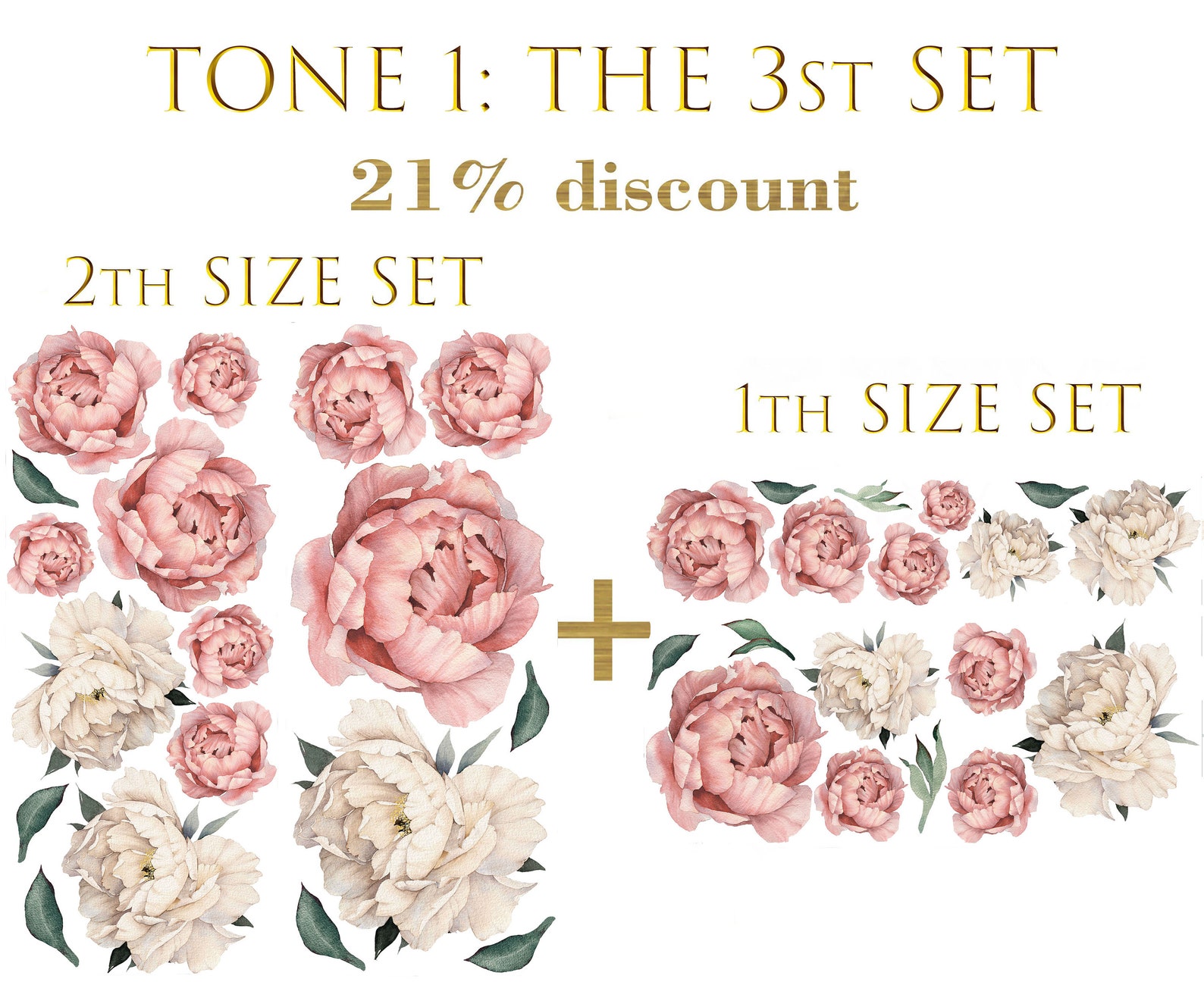 Floral Wall Decal Large Flower Wall Decal Peony Wall Decals | Etsy