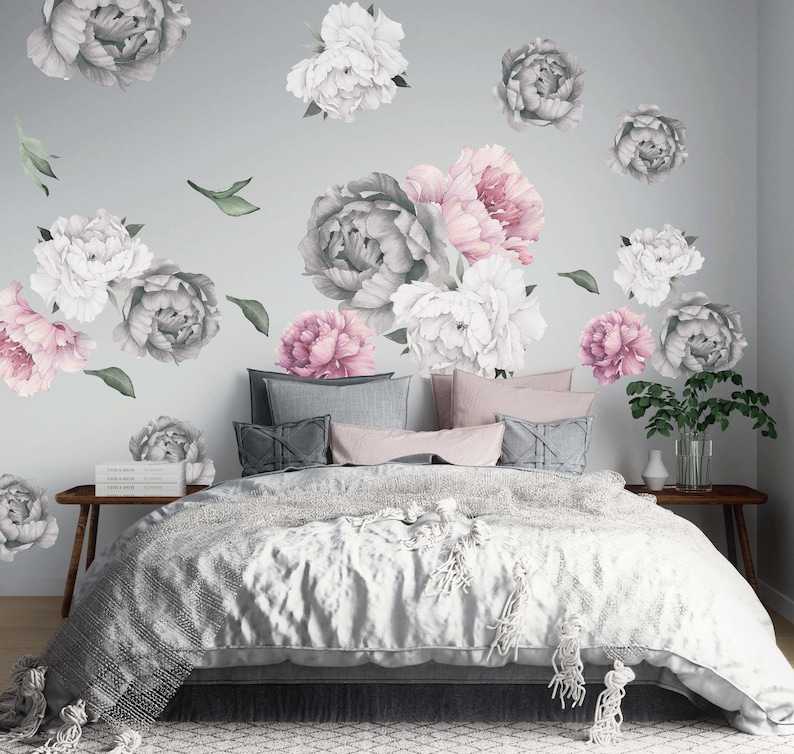 16 Large Peonies Wall Decals Mix Flower Wall Decals Peony - Etsy