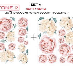Floral Wall Decal, Large Flower Wall Decal, Peony Wall Decals, Floral ...