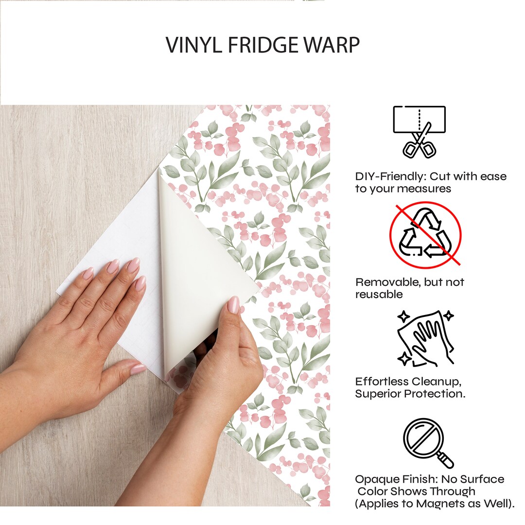 Refrigerator Door Wrap. Peel and Stick Appliance Cover. Removable ...