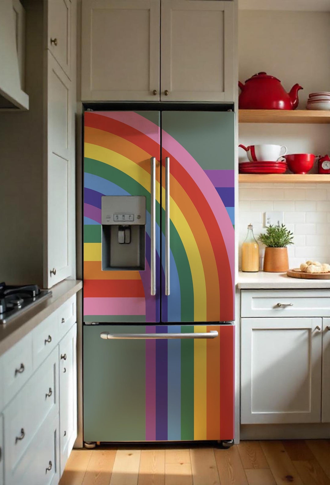 Colorful Rainbow Fridge Wrap. Vinyl Decal for Different Refrigerator ...