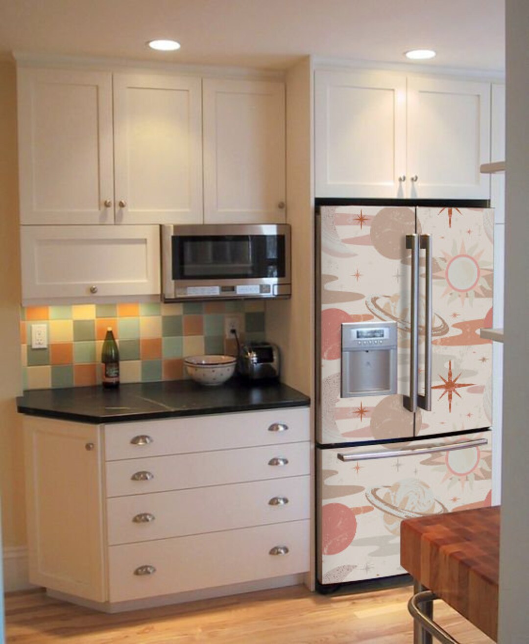 Refrigerator Decal. Fridge Vinyl Wrap Space. Fridge Wrap for Beige ...