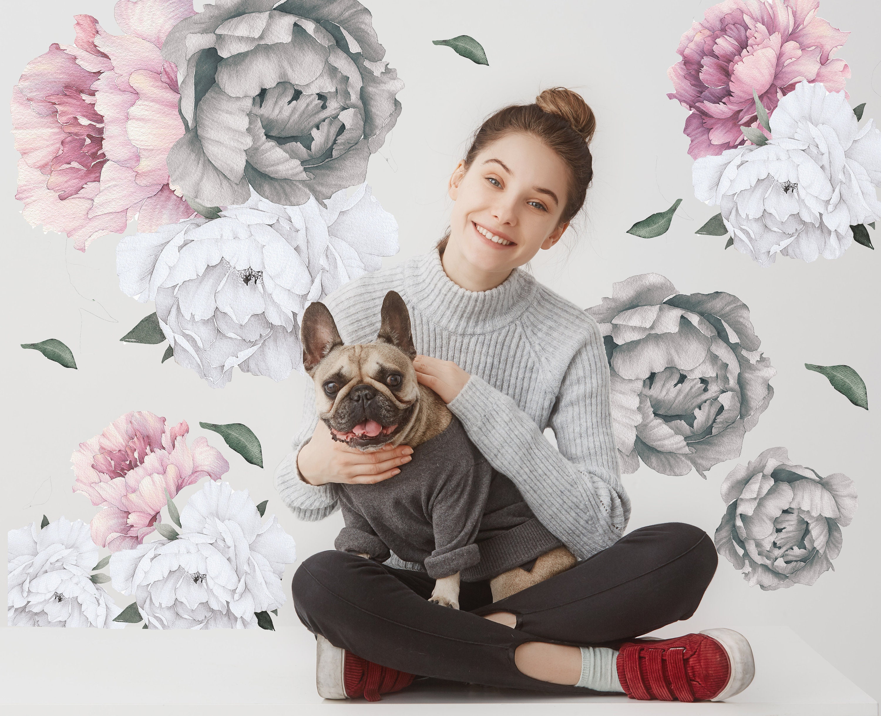 16 Large Peonies Wall Decals Mix Flower Wall Decals Peony - Etsy