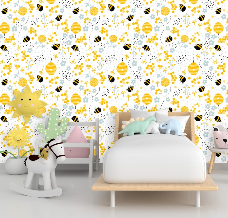 Wallpaper With Honey Bees Bees Murals Peel&stick Wallpapers - Etsy