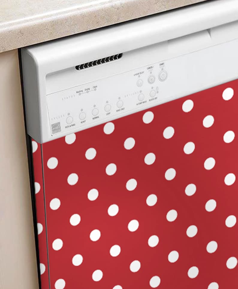Red Polka Dot Fridge Wrap - Retro Diner Vinyl Decal, Custom Size - Etsy