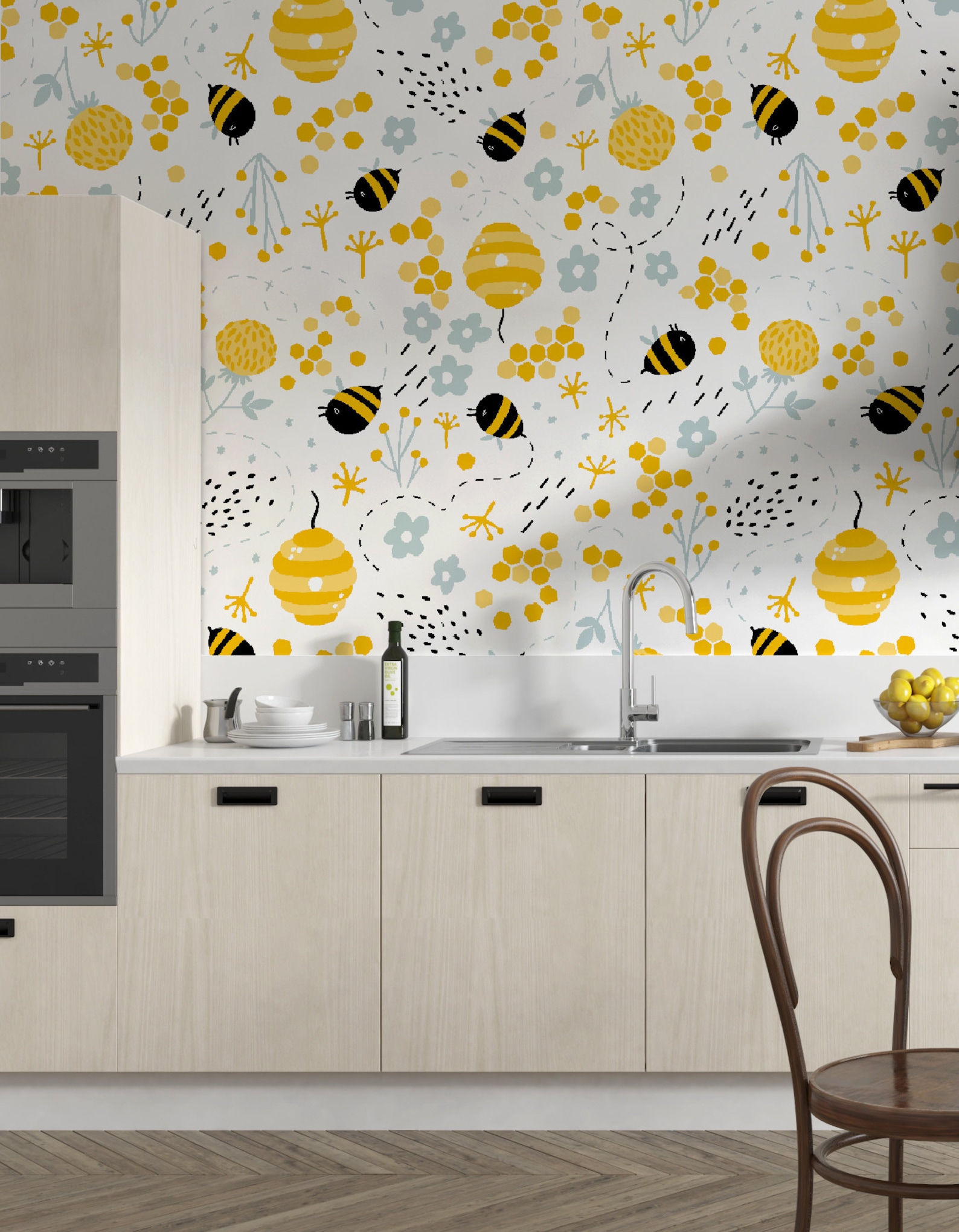 Wallpaper With Honey Bees Bees Murals Peel&stick Wallpapers - Etsy