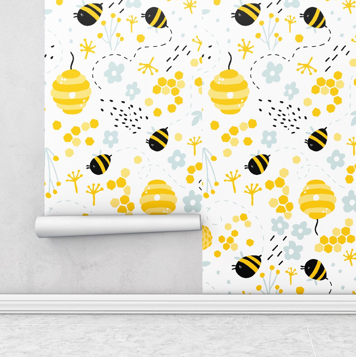 Wallpaper With Honey Bees Bees Murals Peel&stick Wallpapers - Etsy