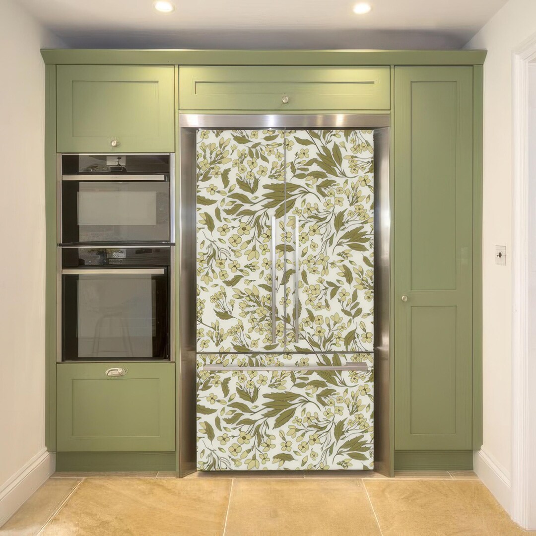 Fridge Removable Decals Botanical Themed. Refrigerator Vinyl Wrap Olive ...