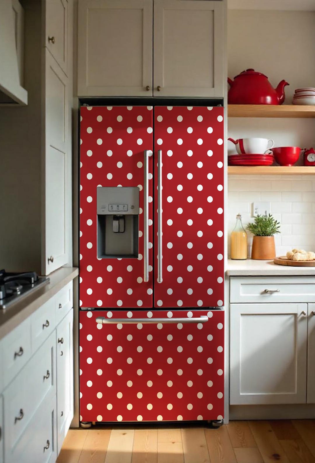 Red Polka Dot Fridge Wrap - Retro Diner Vinyl Decal, Custom Size - Etsy
