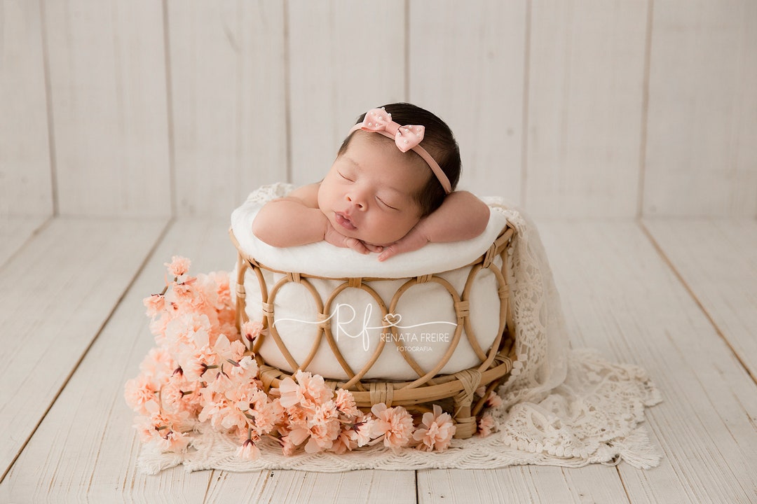 Boho Rattan Newborn Backdrop Background - Etsy