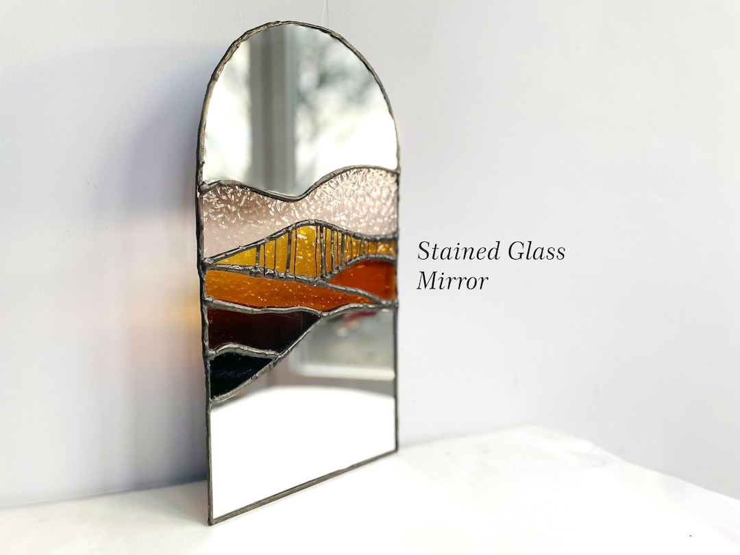 Stained Glass Wall Mirror Vanity Mirror for Bathroom Decorative Mirrors ...