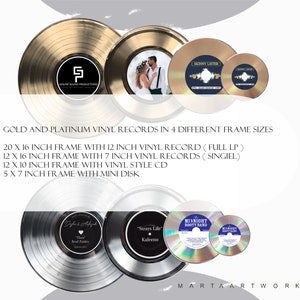 Custom Engraved Vinyl Record Music Award - Personalized Large Gold ...