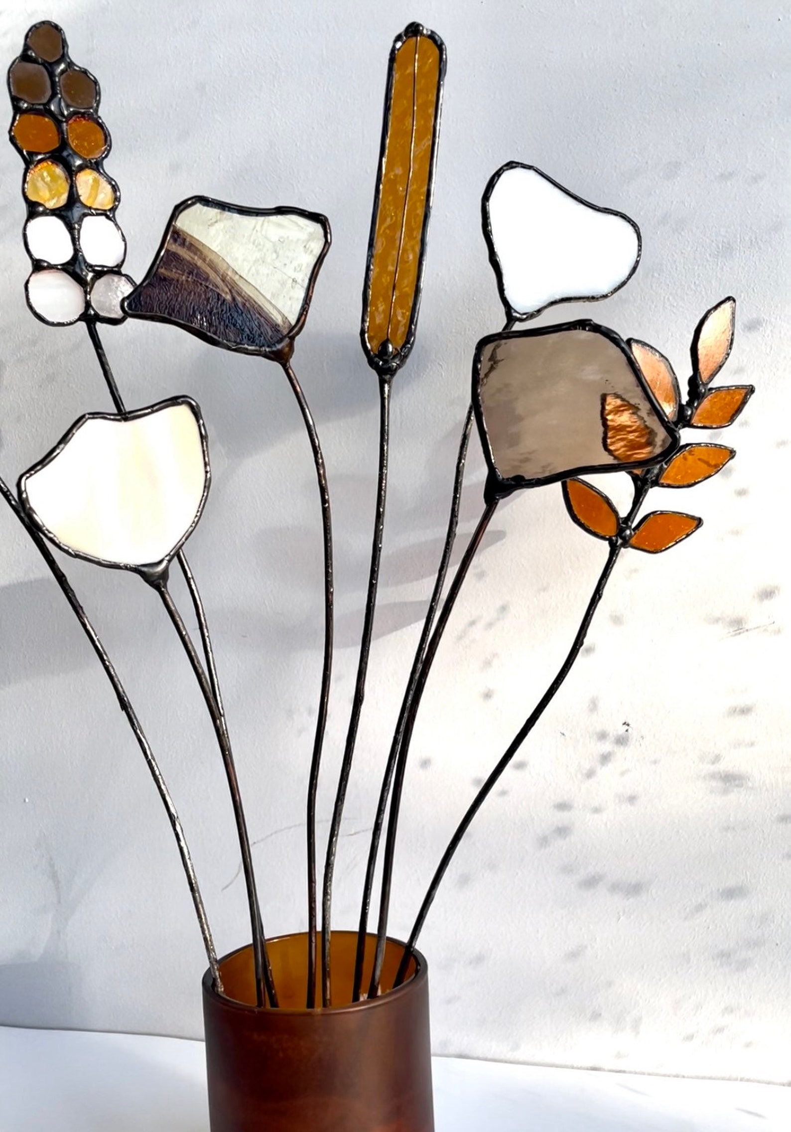 Stained Glass Flower Table Top for Office Decor - Modern Stained Glass ...