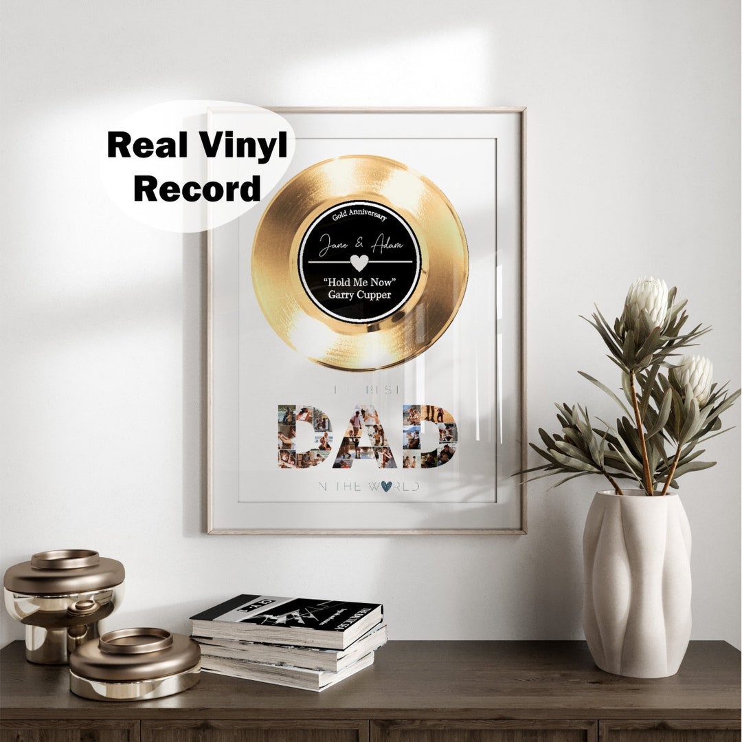 Personalized Gold Plaque Anniversary Gift for Dad - Custom Vinyl Record ...