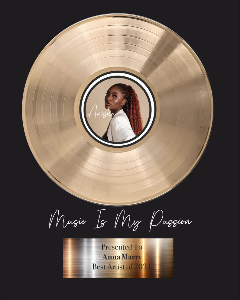 Personalized Engraved Plaque Award - Framed Vinyl Record Gold Plaque ...