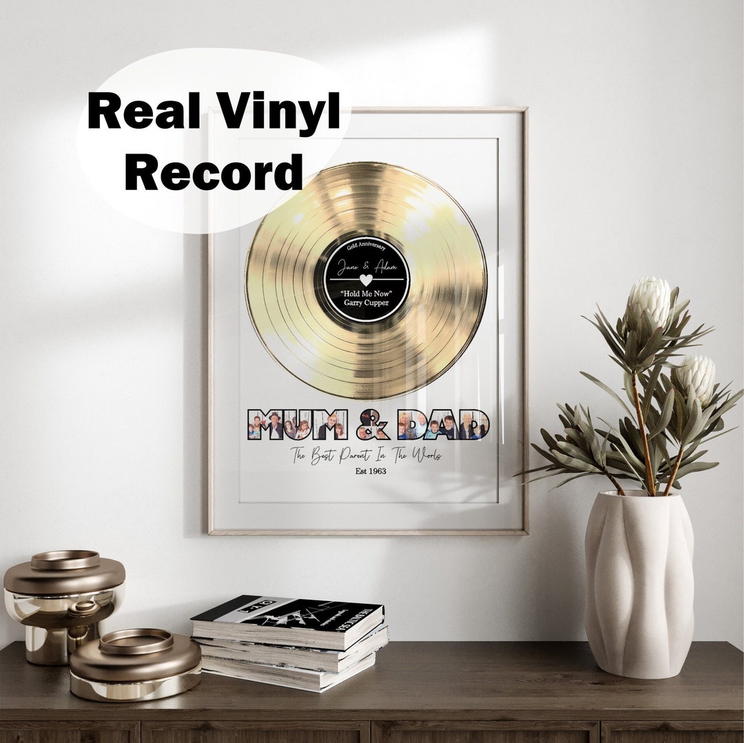 Personalized Gold Vinyl Record for Mom and Dad - Anniversary Gift for ...