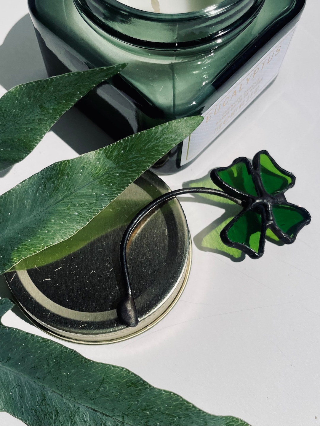 Handmade Leaves Stained Glass Good Luck Charm Glass Suncatcher Leaf ...