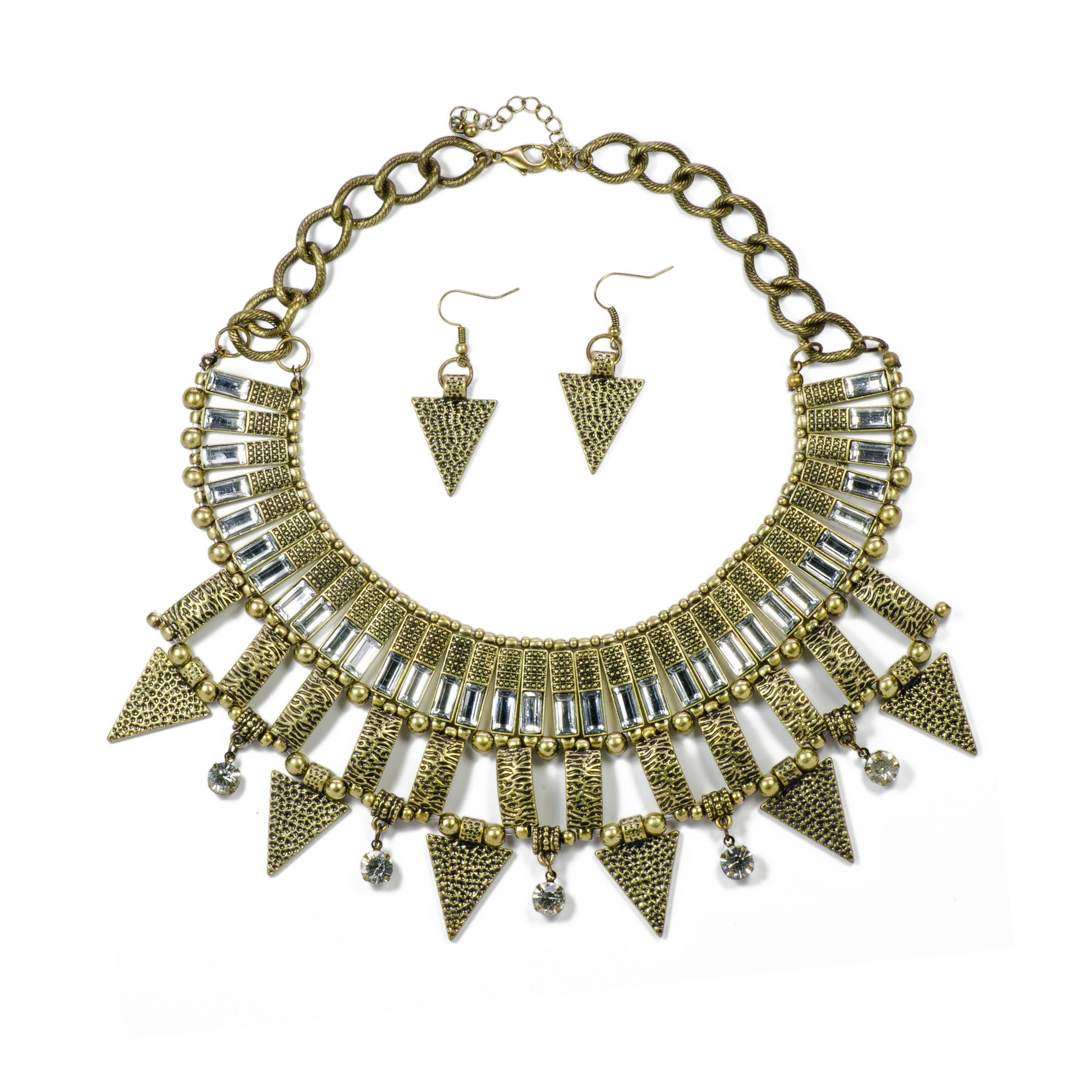 Antique Gold Tribal Statement Necklace Triangle Geometric | Etsy