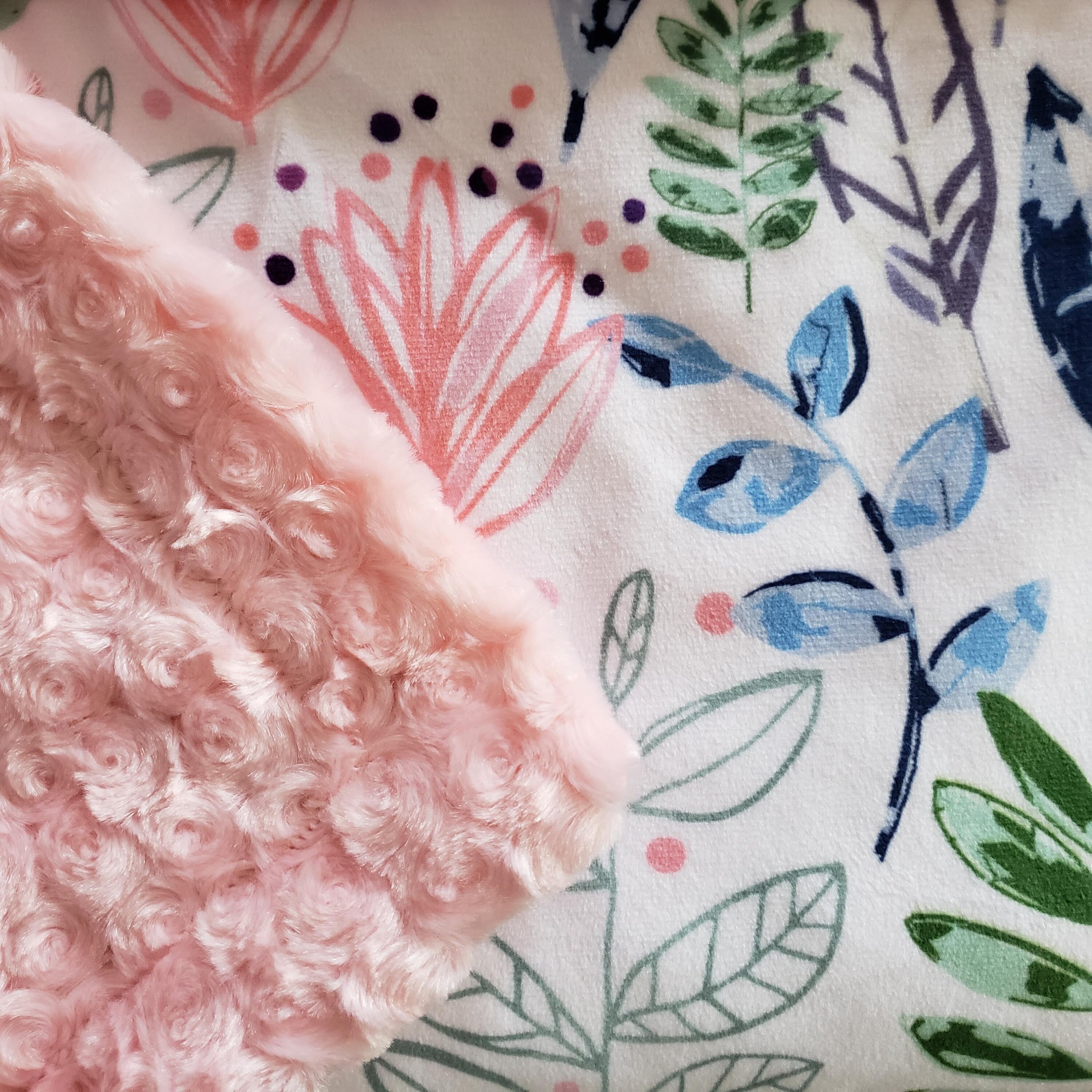 Baby Girl Minky Blanket Minky Baby Blanket Botanical Minky | Etsy