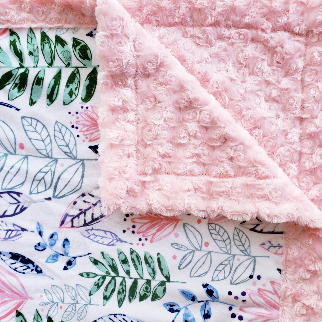 Baby Girl Minky Blanket Minky Baby Blanket Botanical Minky - Etsy