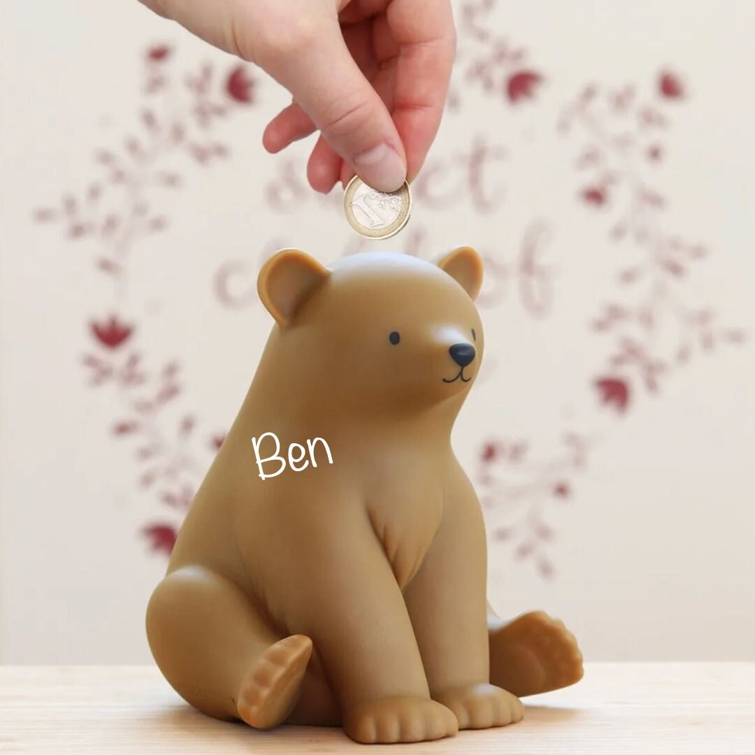 Personalized Money Box With Name Bear Children's Room Christening ...